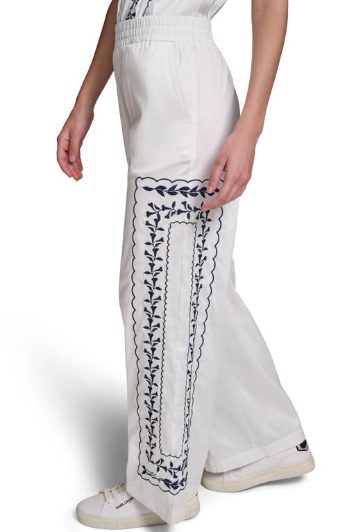 KARL LAGERFELD PARIS Karl Lagerfeld Paris Embroidered Wide Leg Trousers